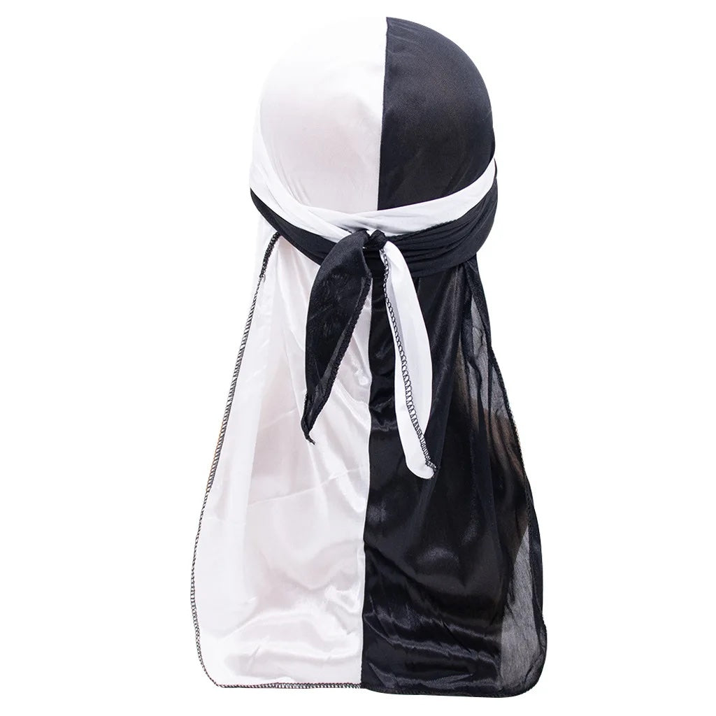 2-Tone Silk Durag - White / Black – THE WAVE CO.